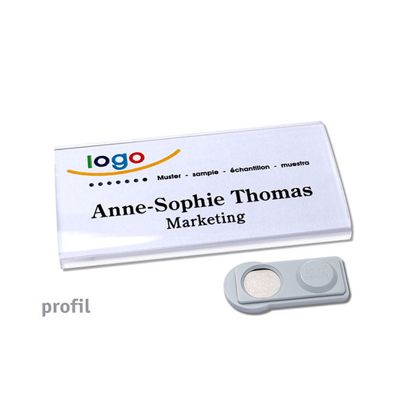 75 x 37 mm | smag® Magnet Name badges PROFIL, magnetic | SPRINTIS