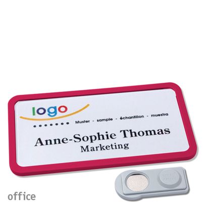 75 x 37 mm | purple | smag® Magnet Name badges OFFICE, magnetic | SPRINTIS