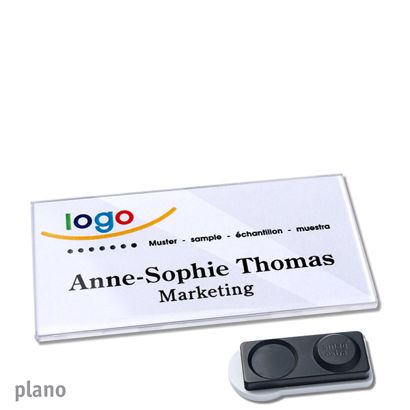 75 x 37 mm | smag® magnet, extra strong Name badges PLANO, magnetic ...