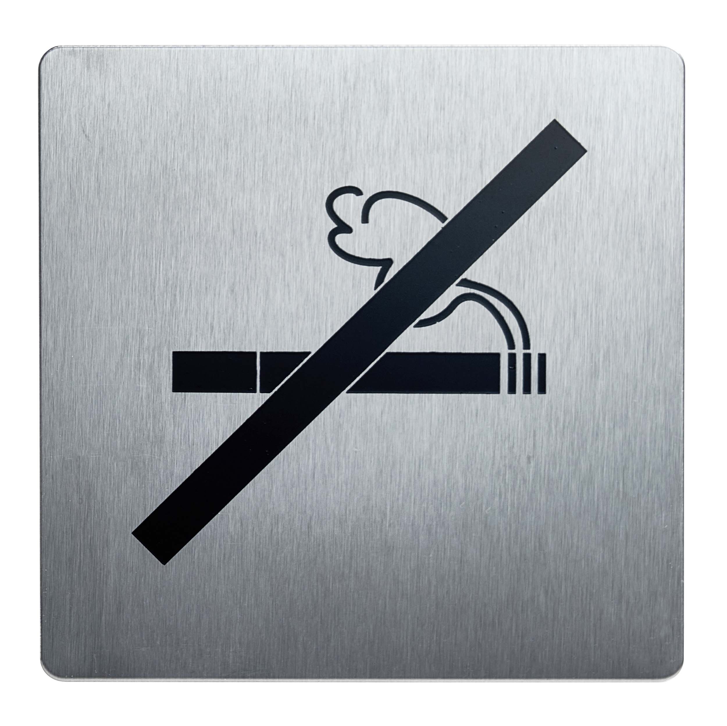 No smoking Information signs, stainless steel, 90 x 90 mm | SPRINTIS
