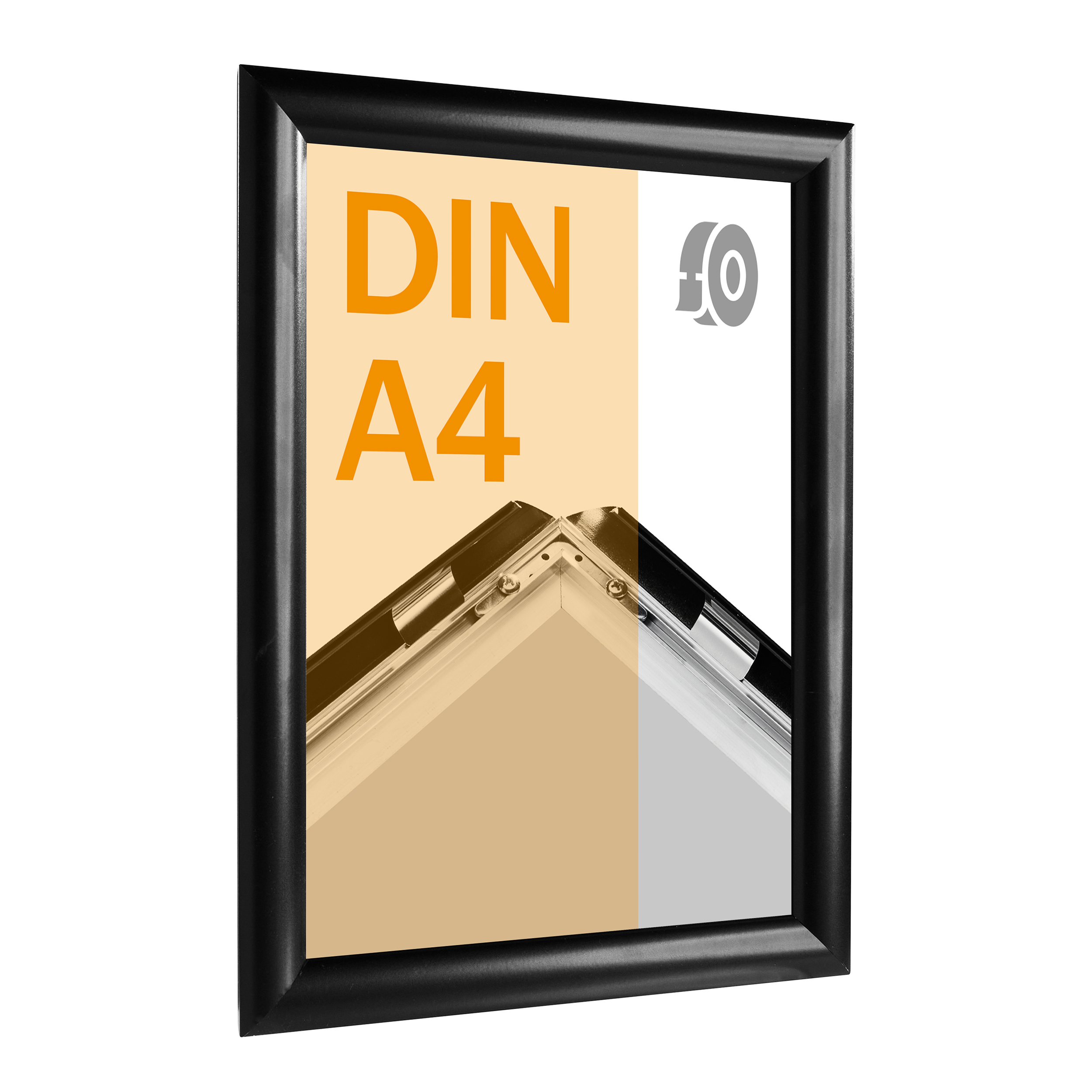 black | Mitred Snap frame, aluminium, A4, self-adhesive | SPRINTIS