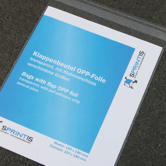 300 x 300 mm Bags with flap, OPP foil, recloseable, transparent | SPRINTIS